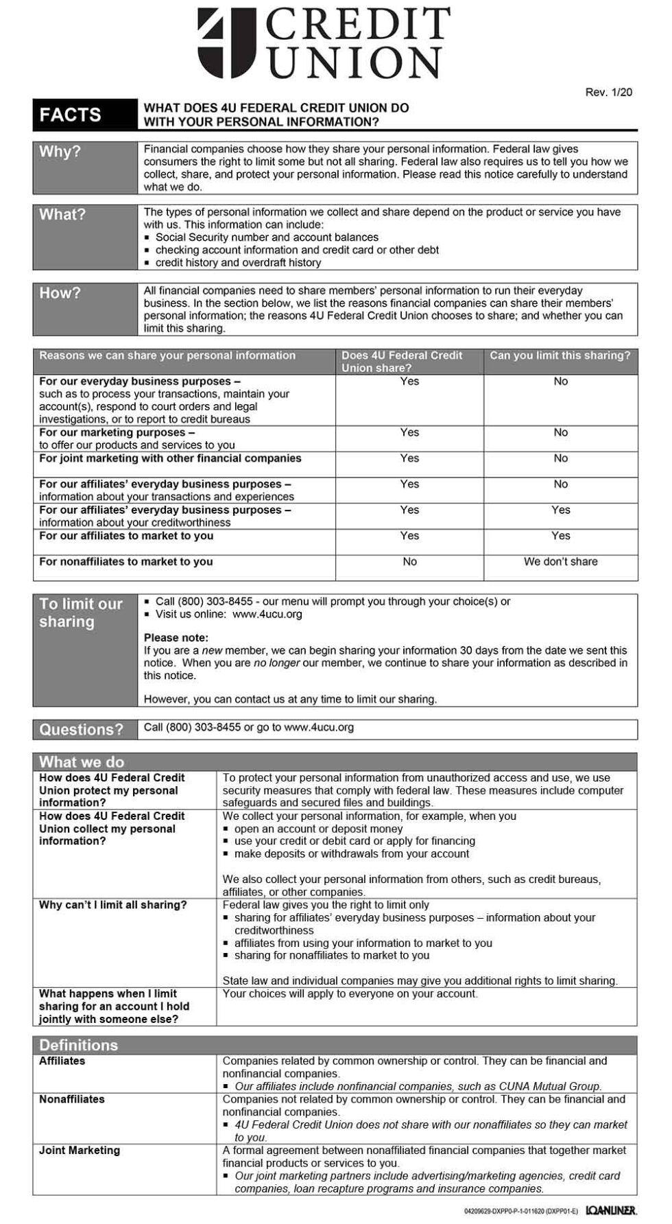 Privacy Policy - 4U Credit Union